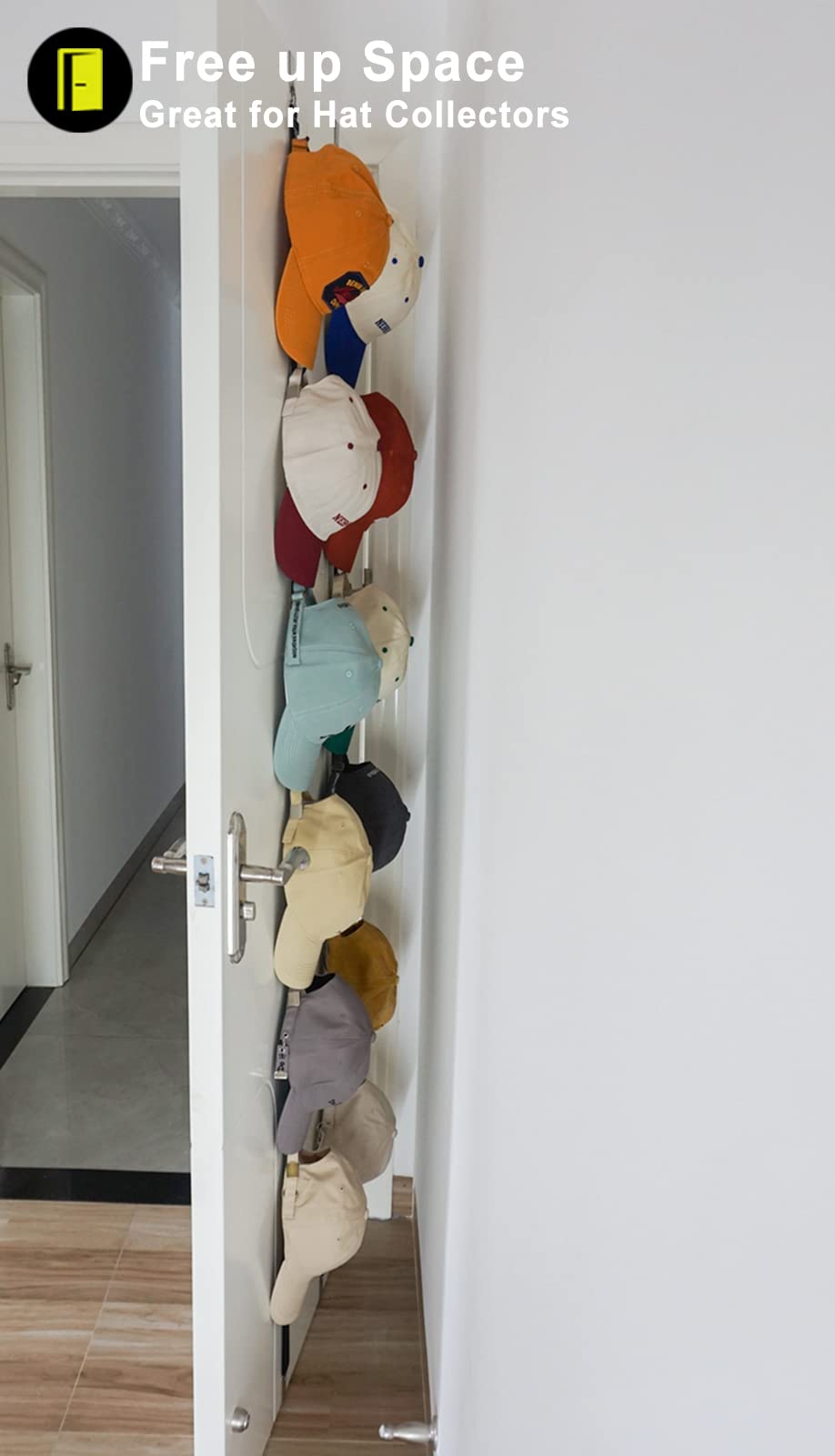 ETOWIFA Hat Organizer Rack for Baseball Caps [Up to 36 Hats] Hat Display Storage Over The Door/Closet/Wall, Hat Hanger with 2 Straps & 12 Hooks, Space-Saving Room/Dorms Organization