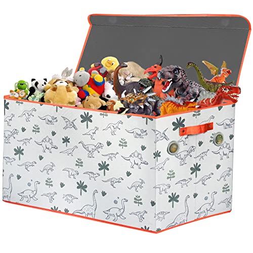 VERONLY Extra Large Toy Box Chest for Kids,Collapsible Dinosaur Toy Organizers and Storage,Sturdy Magnetic Toy Storage Bins Containers for Boys,Girls,Nursery,Playroom(106L MDF Dinosaur)