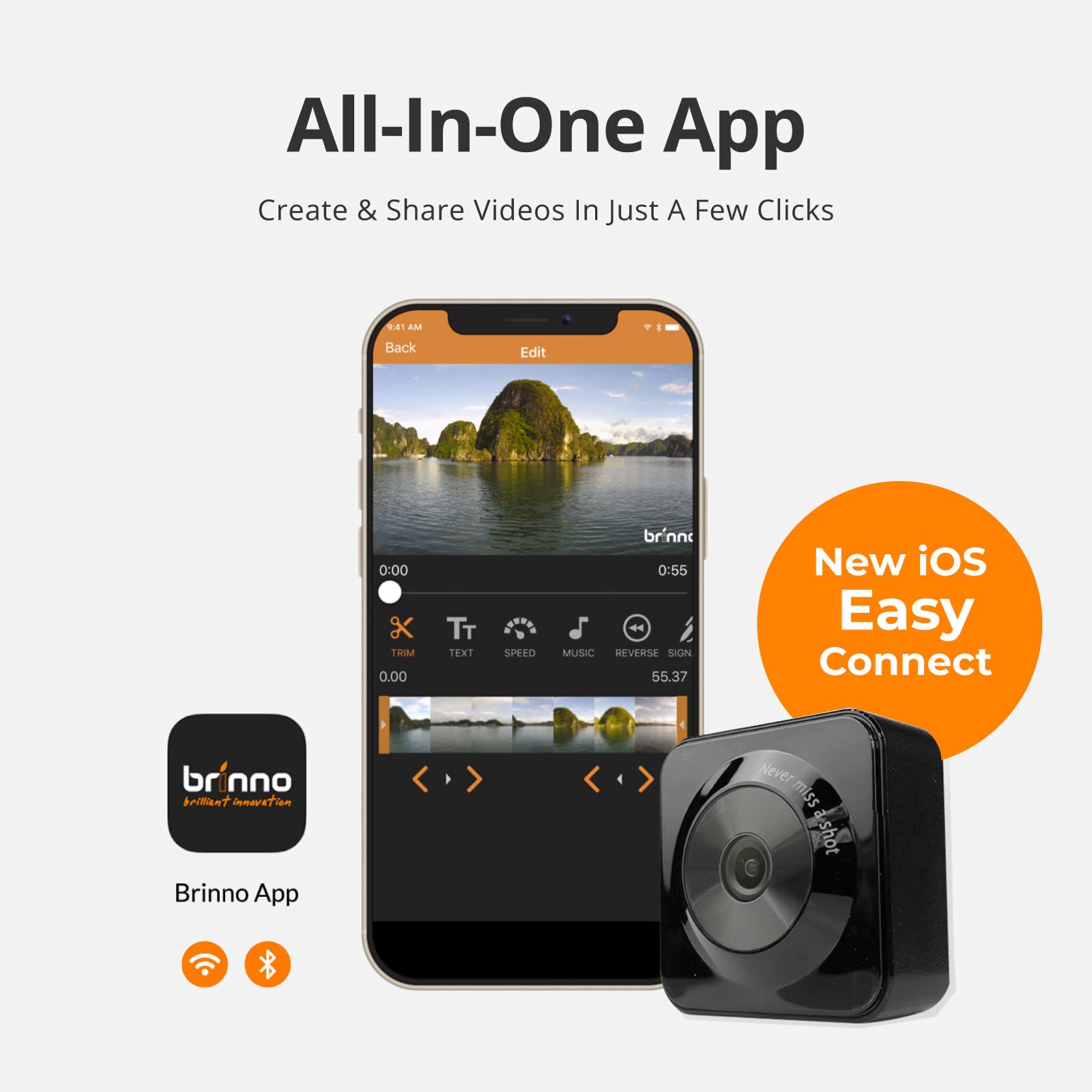 Brinno Time Lapse Camera, Long Battery Life, WiFi/BLE Video Editing App, Step Video, Photo, HD 1080p, IPX4 Water Resistant, Versatile Accessories - iOS Easy Connect App Update