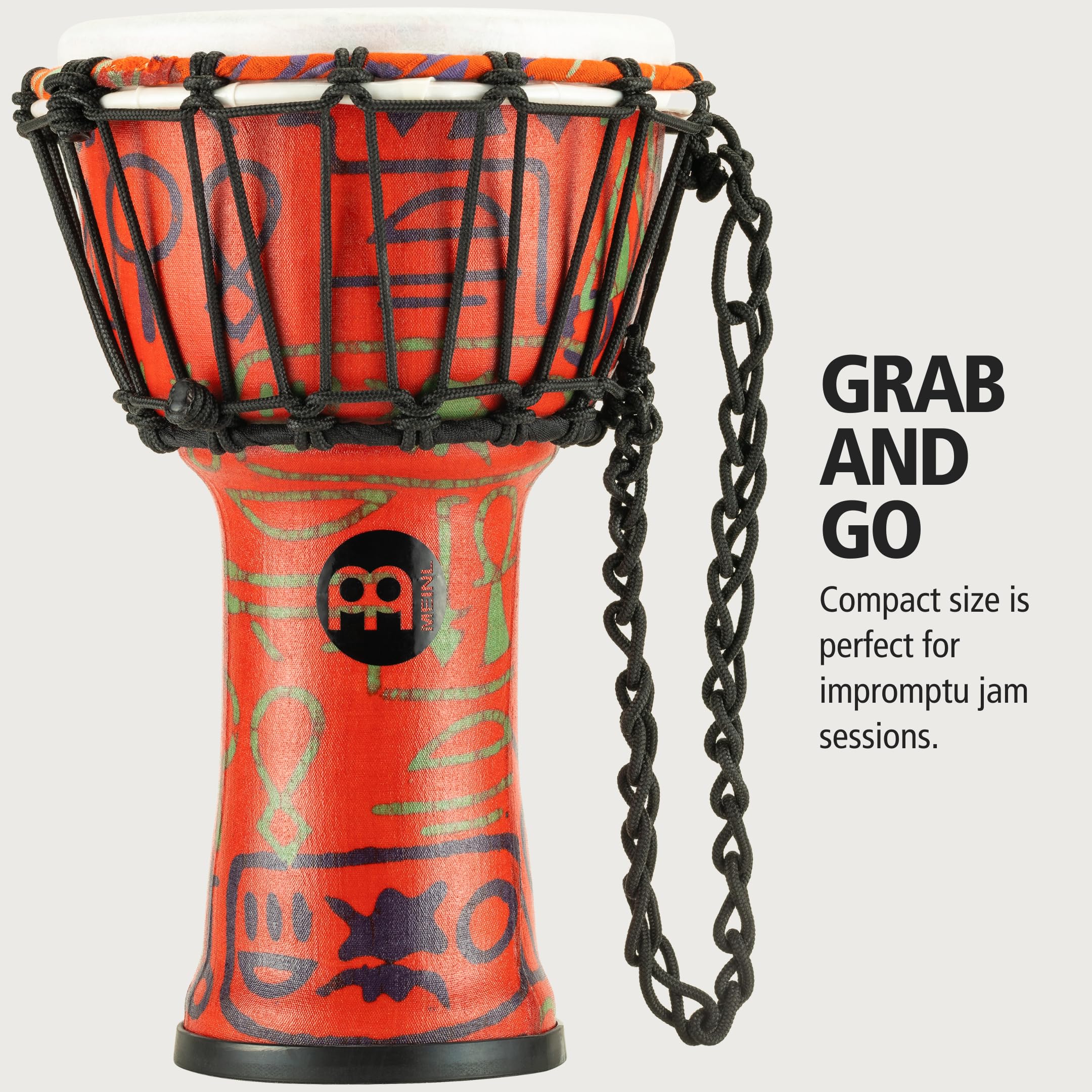 Meinl Percussion Junior Djembe Hand Drum Circle Instrument, Synthetic Shell and Head β NOT Made in China β Compact Size Rope Tuned, 2-Year Warranty (JRD-PS)