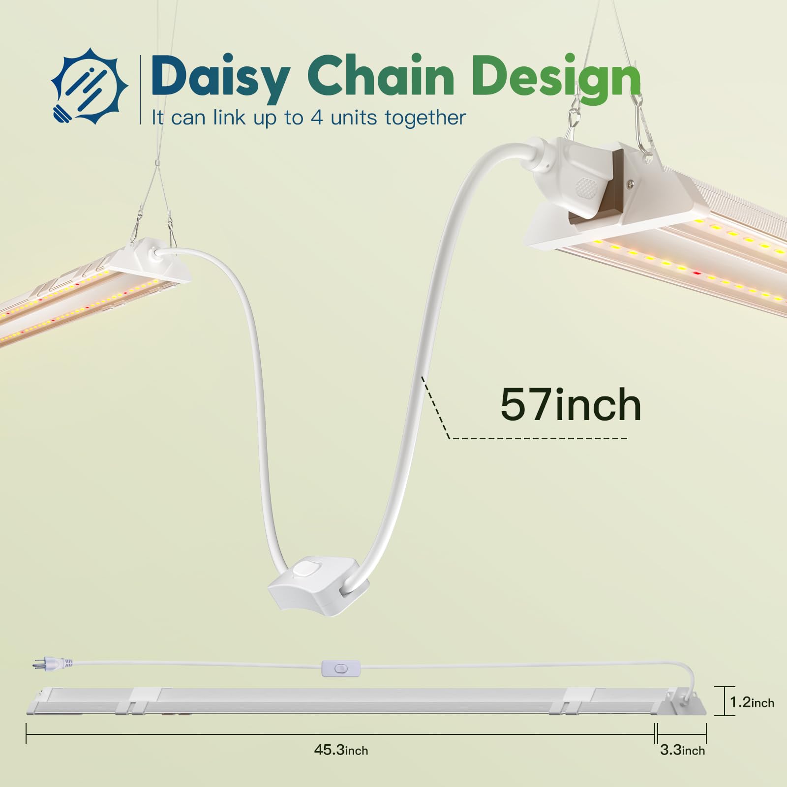 FREELICHT 1 Pack 2ft LED Grow Light, 30W (175W Equivalent), Sunlike Full Spectrum Integrated Plant Light for Hydroponic Indoor Plant Seedling Veg and Flower, Plug in with On/Off Switch