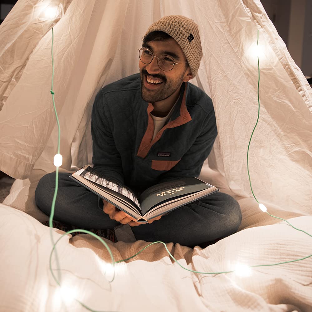 MPOWERD Luci Solar String Lights + Phone Charger: White 18' Rechargeable via Solar or USB-A, 100 Lumens LEDs, Lasts Up to 20 Hours, Waterproof, Camping, Backyard, and Travel