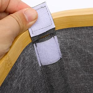 Collapsible Laundry Basket Hamper, Bamboo Frame and Handle, for Laundry Room and Bedroom, Toy Organizer hamper ,Bathroom Bin