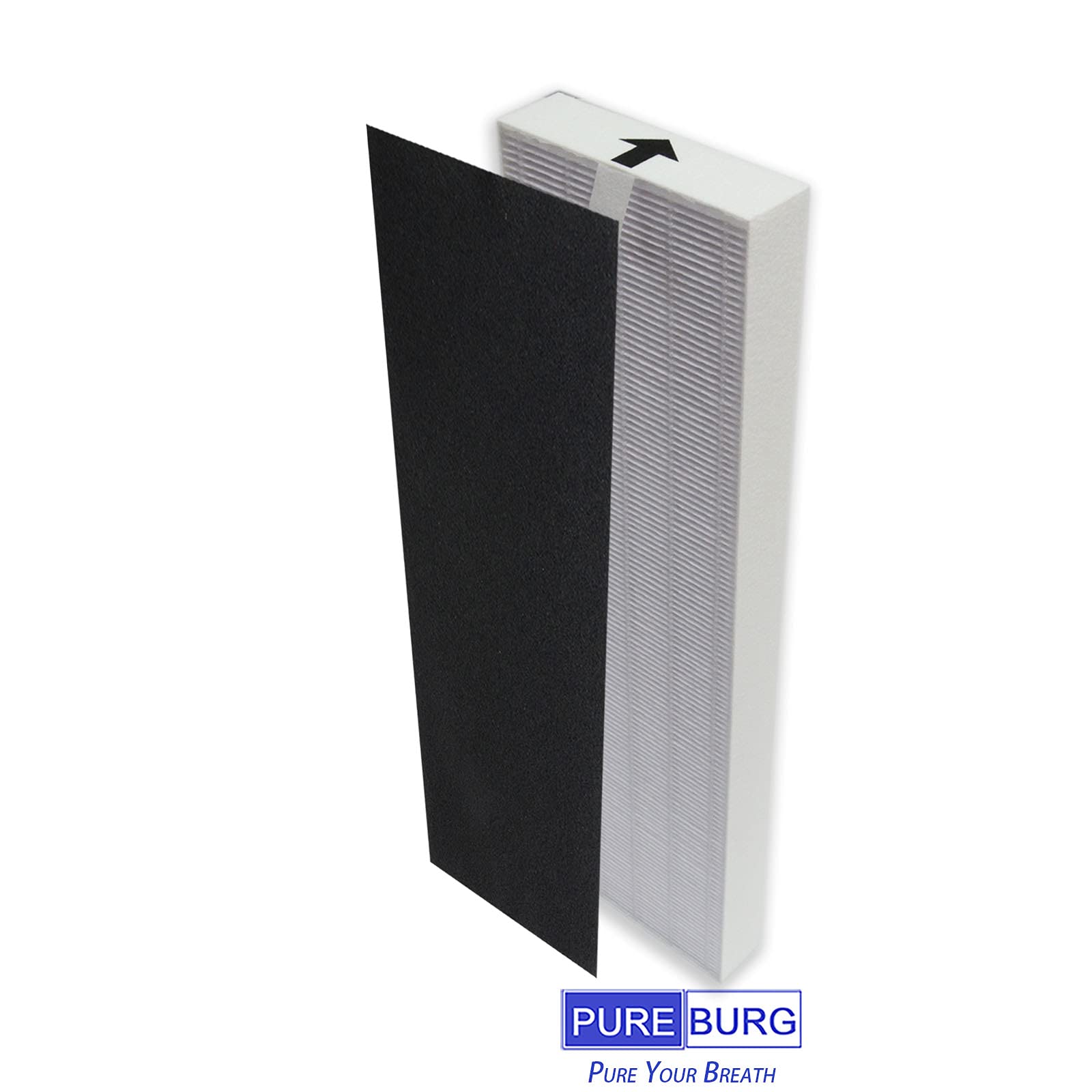 PUREBURG YY350 Replacement Filter Set Compatible with Lasko LP300 & LP450 Air Purifiers, 2 x H13 HEPA + 8 Activated Carbon Pre-Filters Air Clean Dust VOCs Odor