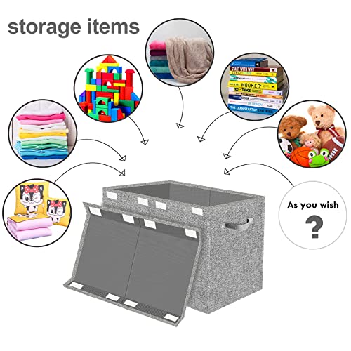 VERONLY Toy Box Chest Organizer for Boys Girls,Kids Large Collapsible Storage Bin Container with Oxford Fabric Flip-Top Lid & Handles for Clothes,Blanket,Nursery,Playroom,Bedroom,Stuffed Animals 25β x 13 βx 16β(Light Grey)