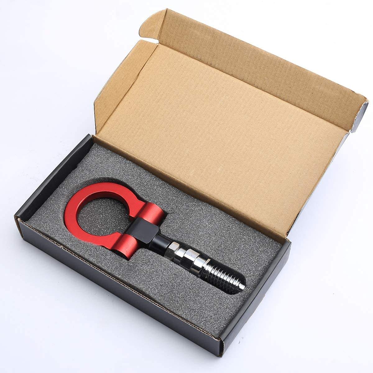 CENTAURUS Track Racing Style Tow Hook Towing Eye CNC Aluminum Screw On Front Rear Bumper Replacement for 3 Series E36 E46 E90 E91 E92 E93 318 320 323 325 328 330 335 M3 1992 to 2012 (Red)