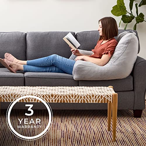 LINENSPA Reading Pillow with Shredded Memory Foam- Back Pillow for Sitting in Bed, Reading, Gaming, Watching TV β Bed Chair Pillow with Arms X-Large, Dorm Room Essentials, Stone