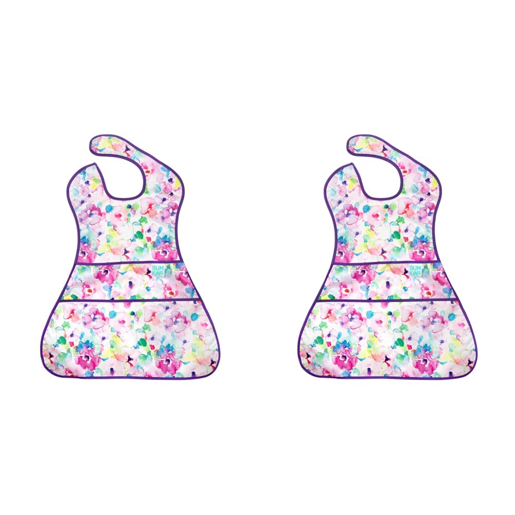 Bumkins Bibs, Baby Bibs for Girl or Boy, Baby and Toddler Bib for 6-24 Months, Waterproof Fabric Baby Bib SuperBib, Oversized Full Cover, for Babies Eating (Pack of 2)