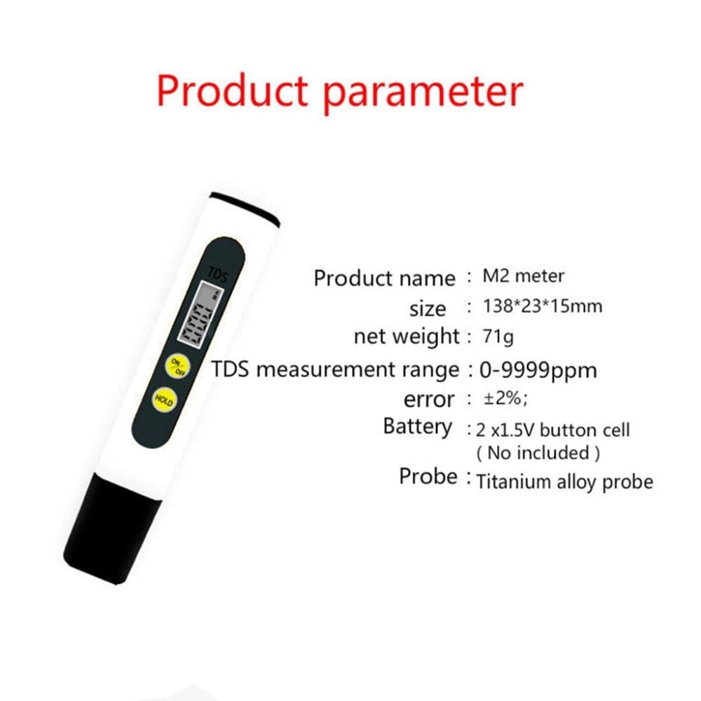 Digital PH Meter Water Tester Temperature Pen Water Purity PPM Filter Hydroponic for Aquarium Pool Water Monitor Tester 0-9990ppm(Green)