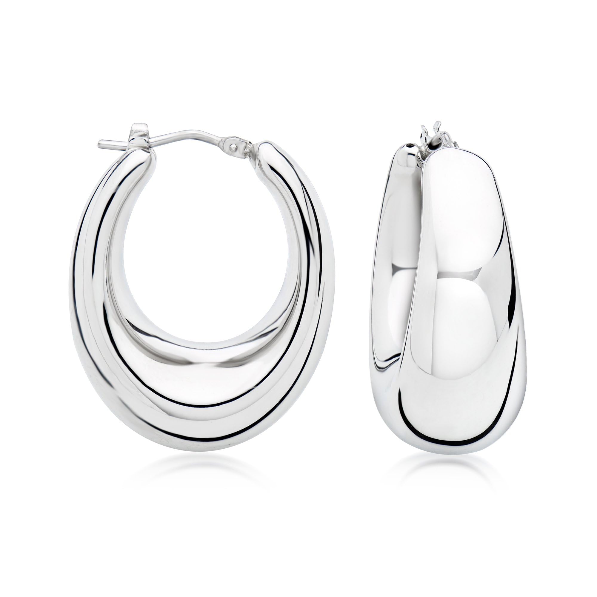 Ross-Simons Italian Sterling Silver Graduated Hoop Earrings