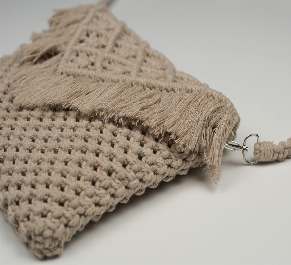 Wicker Purses for Women, Handmade Straw Bag, Rattan Purse (Khaki)