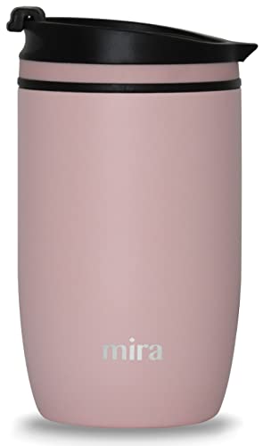 MIRA 16 oz Travel Mug, Insulated Stainless Steel Tumbler with Screw Lid, Cup Holder Friendly, Travel Coffee Cup, Insulated Coffee Mug with Lid for Coffee, Tea, Cocoa, Pink