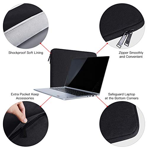 Laptop Sleeve 14 Inch Computer Case Bag for Dell Latitude/Inspiron 14/ XPS 15, HP EliteBook/Chromebook x360/ Pavilion/Stream 14, Lenovo Yoga IdeaPad Flex ThinkPad, ASUS VIvoBook, Black