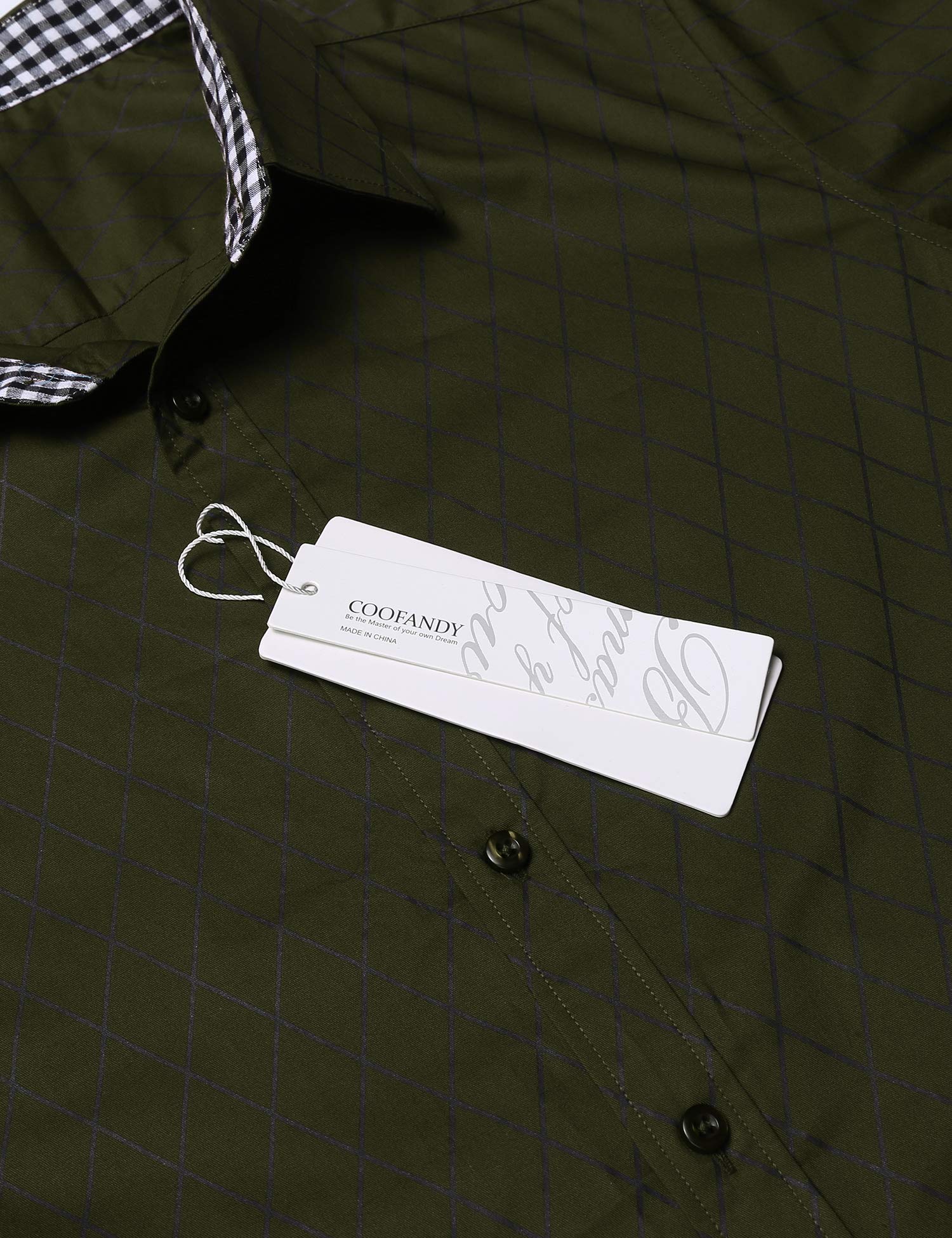 COOFANDY Mens Business Dress Shirt Long Sleeve Slim Fit Casual Button Down Army Green, Large