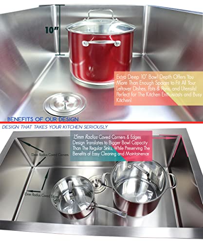 CozyBlock 42 in. x 19 in. x 10 in. 16-Gauge Stainless Steel Undermount 60/40 Offset Double Bowl Kitchen Sink with Bottom Grid, Silicon Dishrack, Pot Mat and Strainer