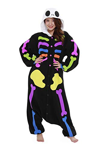 SAZAC Halloween Skeleton Colorful Onesie Costumes (Adults, Skeleton Colorful)