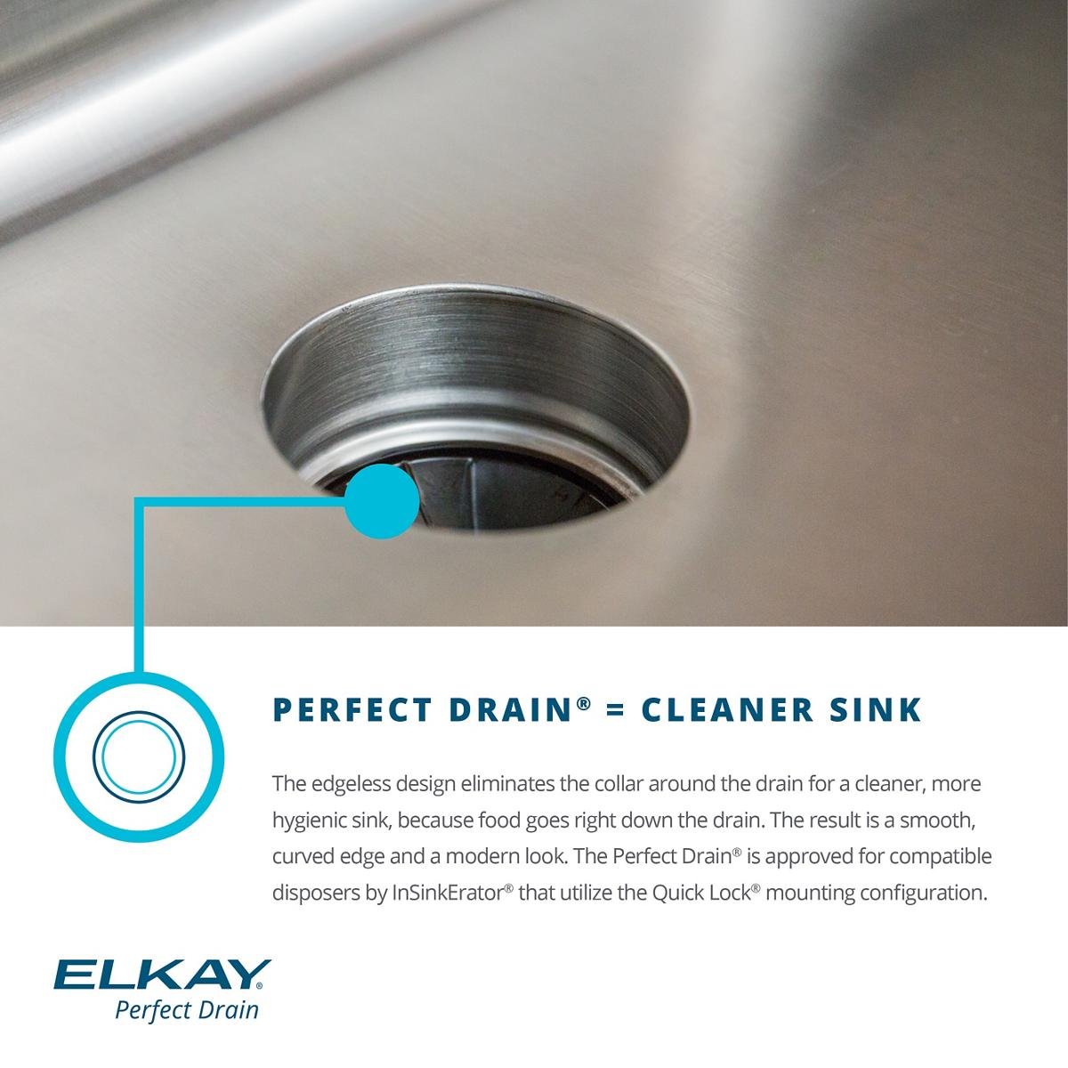 Elkay LRADQ151765PD2 Lustertone Classic Single Bowl Drop-in Stainless Steel ADA Sink with Perfect Drain