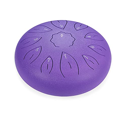 Ranch Steel Tongue Drum 12 Inches 11 Notes Handpan Drum C Key Percussion Instrument Hand Drum for Beginners Easy to Learn Tank Drum with Bag, Mallets, Music Book, Note Stickers, Finger Picks