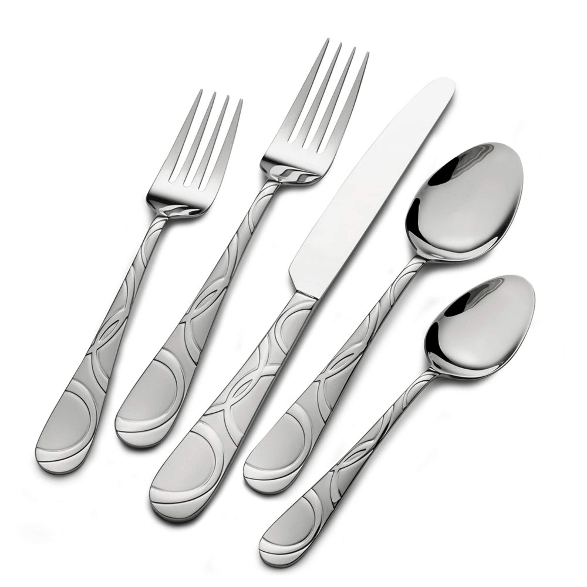 International Garland Frost Flatware Service for 4, 20 Piece Set, 18/0 Stainless Steel, Silverware Set
