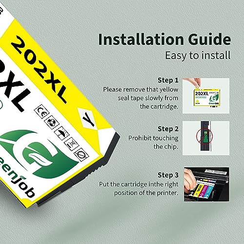 Greenjob 202XL Remanufactured Ink Cartridges Replacement for Epson 202XL Ink Cartridges Multipack 202 XL T202 T202XL to use with Workforce Wf-2860 Expression Home Xp-5100 Printer (BCMY, 4 Pack)