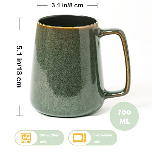 Large Ceramics Coffee Mugs,24 OZ,Large Handle Design,Extra Large Tea and Coffee Cup for Office and Home,Microwave And Dishwasher Safe(Color:24 oz green)