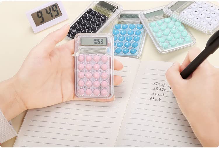 Mini Cute Calculator Kawaii Calculator Transparent Calculator Portable Pocket Calculator for Students and Kids (Green)