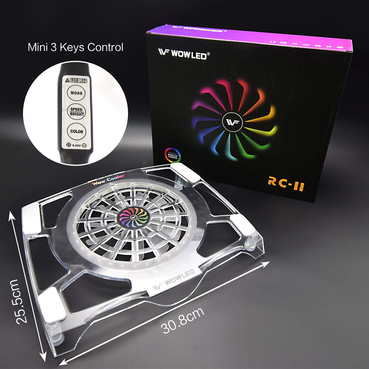 WFPOWER Cooling Fan for PS4, USB RGB LED Backlight, Multi-Color LED Light Cooler Stand, Gaming Mood Lights Pad, Compatible with Xbox, PS4 Pro, PS4 Slim, Consoles, Notebook, Laptop