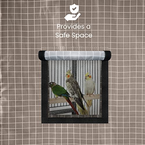 KNUTI Universal Bird Cage Cover Good Night Blackout 51" x 38" x 23.5" Inch Thin Lightweight Breathable Small Animal Cages Cover Pet Removable Durable Protector (Beige)