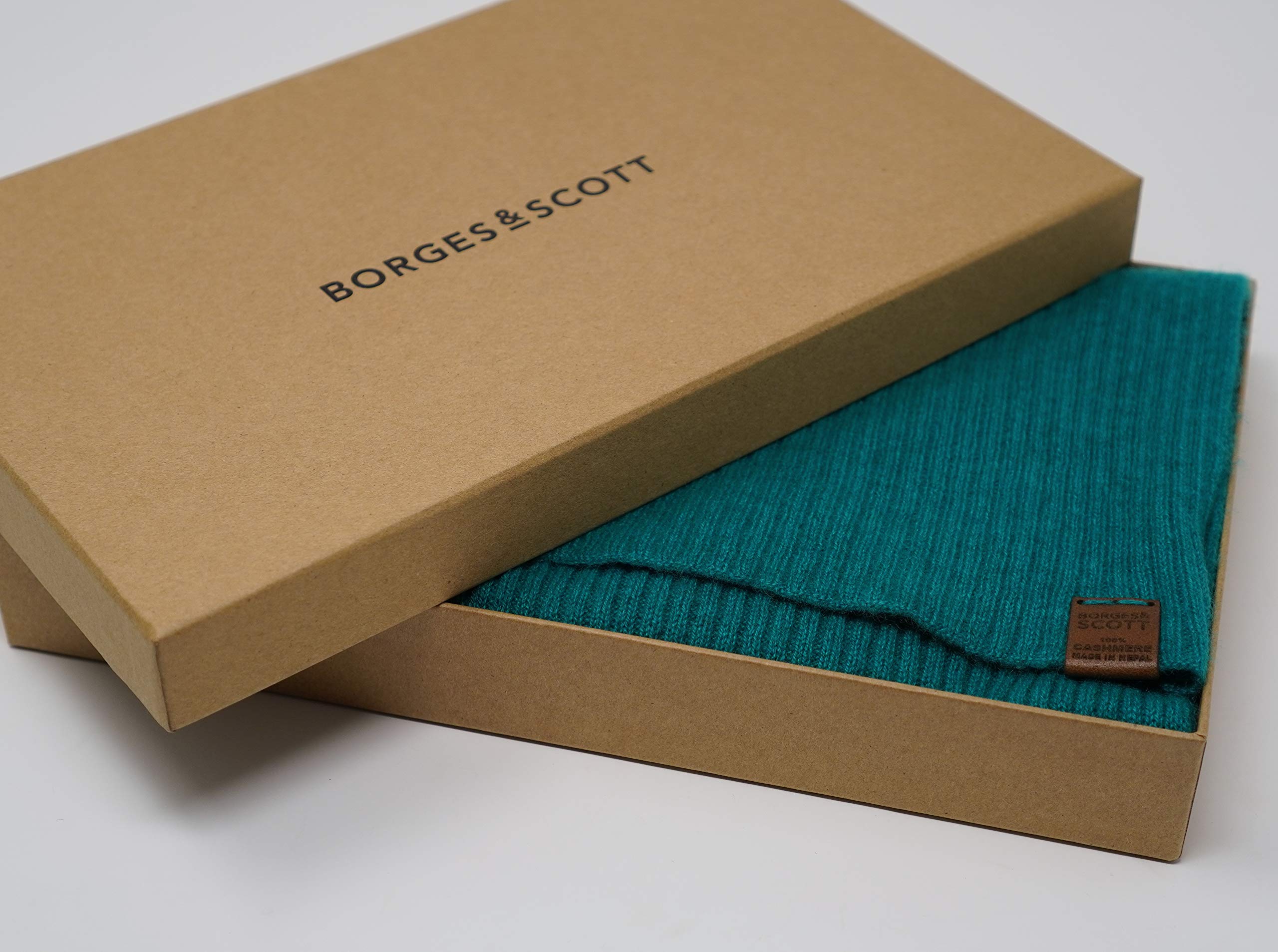 Borges & Scott Pure Cashmere Scarf - 100% Cashmere - Made in Nepal - Teal