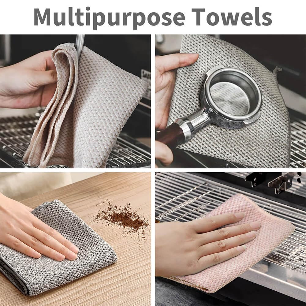 EubooTree Barista Towels, Extra Thick Microfiber Coffee Cleaning Cloths for Espresso Machine, Steam Wand, Milk Frother, Countertop,12βx12β, 6 Pack