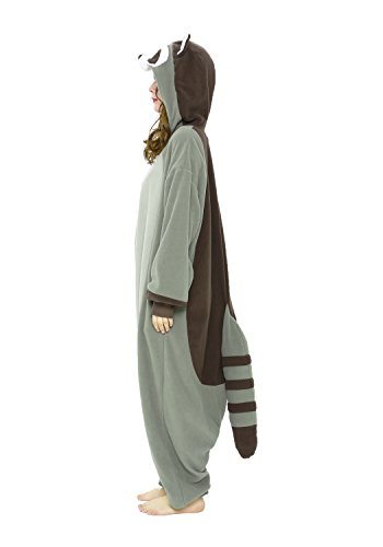 SAZAC Raccoon Kigurumi - Onesie Jumpsuit Halloween Costume Gray