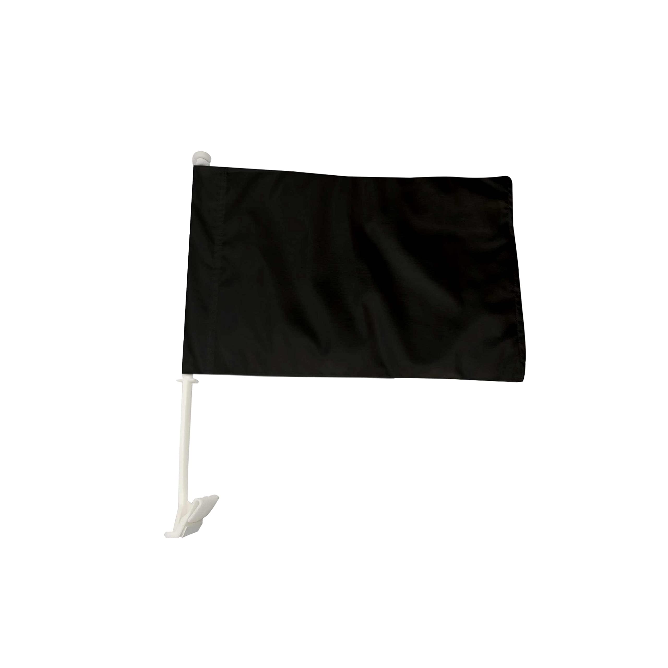 Solid Black Car Window Clip Flag Fade Resistant Vehicle for Patriotic, Sports Events, Parades - Premium - Double Side Printing (Pack of 100)