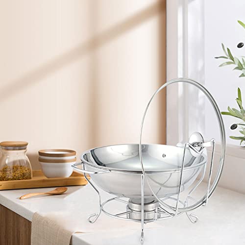 IEUDNS Stainless Steel Round Buffet Chafer with Cover Multifunction Durable Three.5L Serving Tray Holder Chafing Dish Warming Tray for Weddings Parties