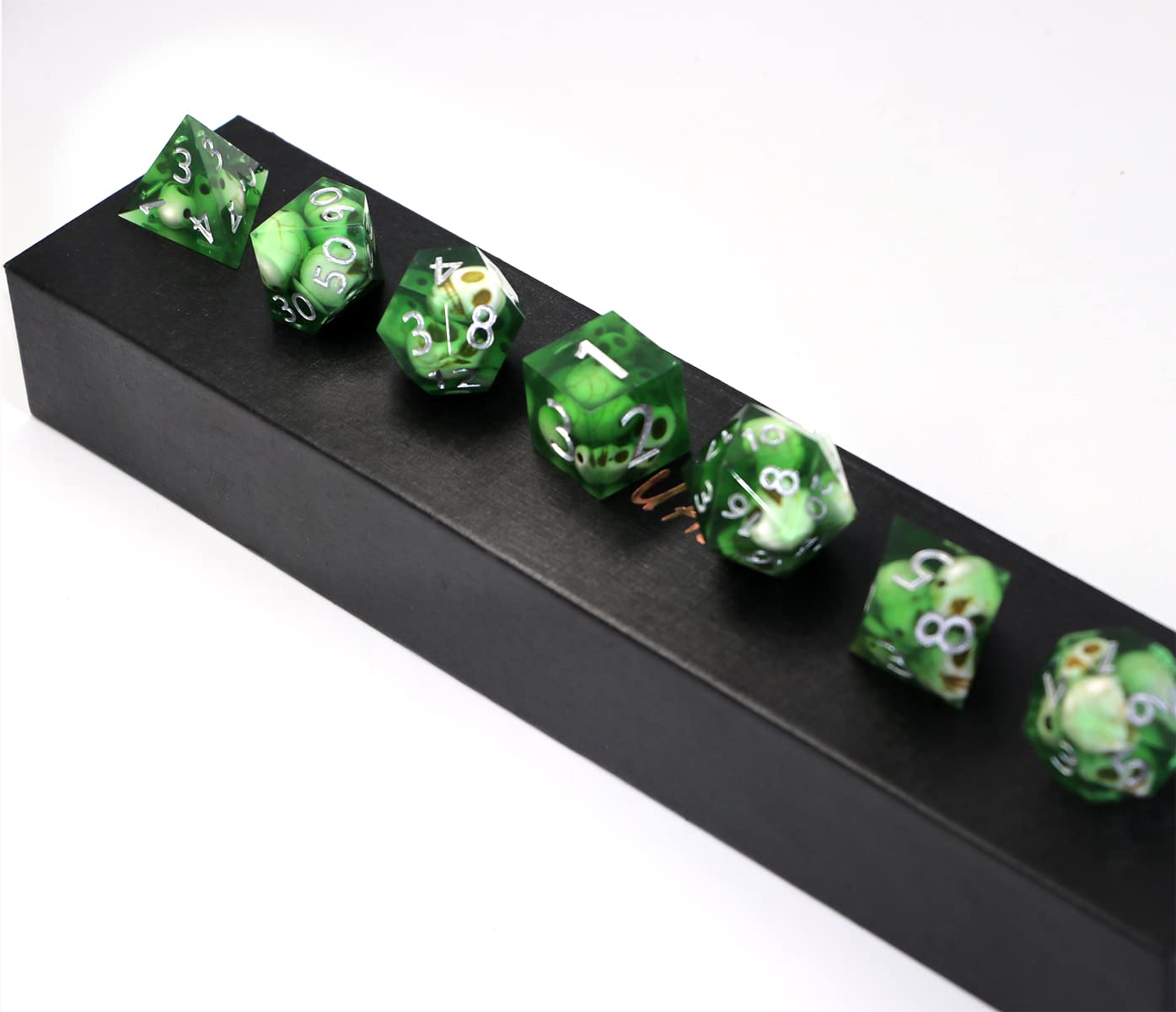 Polyhedron Dice Set of DND Resin Dice Set Green Dice Set D&D Skull Dice Dungeons and Dragons Dice of D&D Sharp Edge Dice RPG Dice of Dice Game