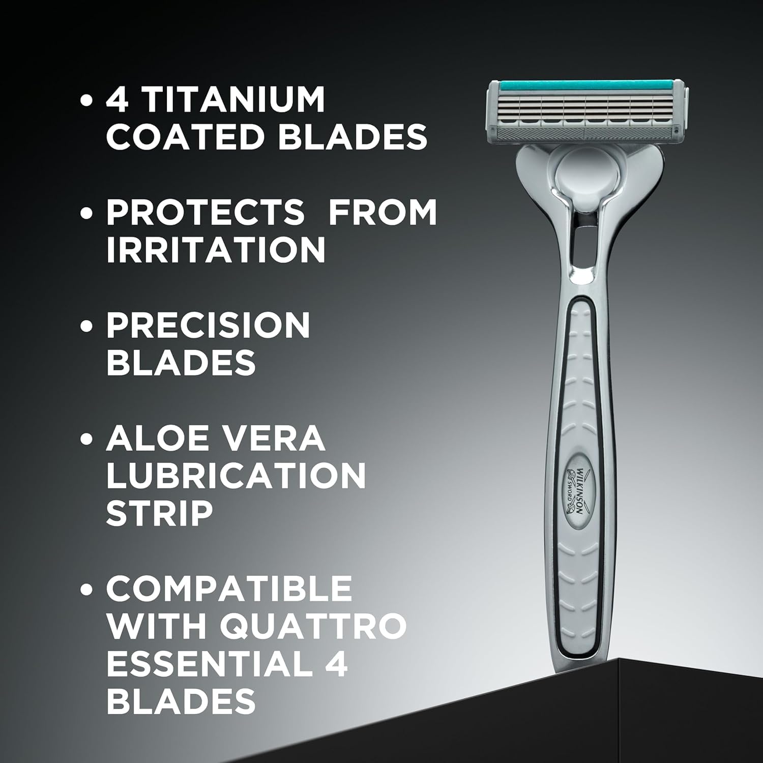 Wilkinson Sword Quattro Titanium Sensitive Razor Blade, 4 Count
