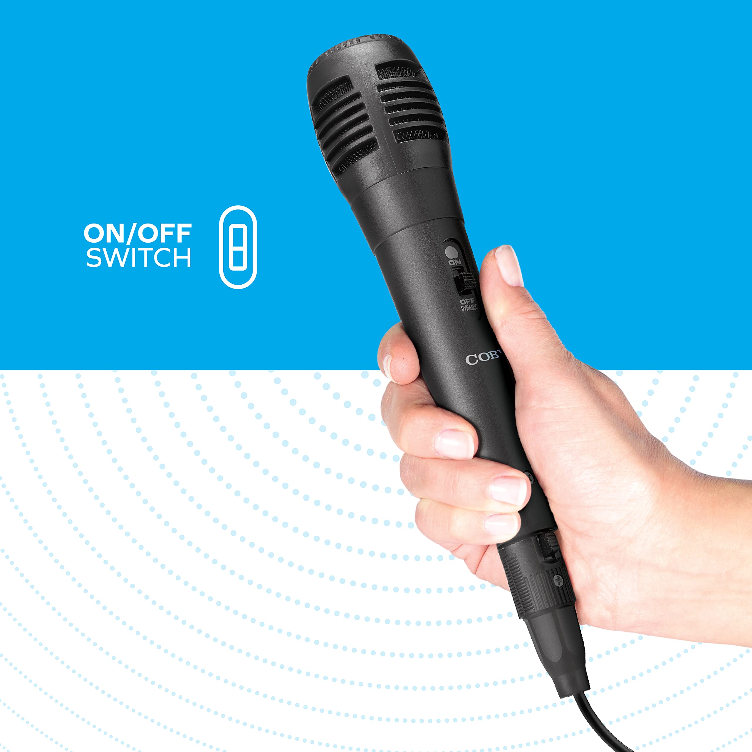 Coby Dynamic Vocal Wired Microphone | Audio Receiver for Singing, Karaoke, Recording | Karaoke Microphone for Parties, Dorm, Birthdays | Mic with Aux Input & Detachable 10-FT Cable for Party Speakers