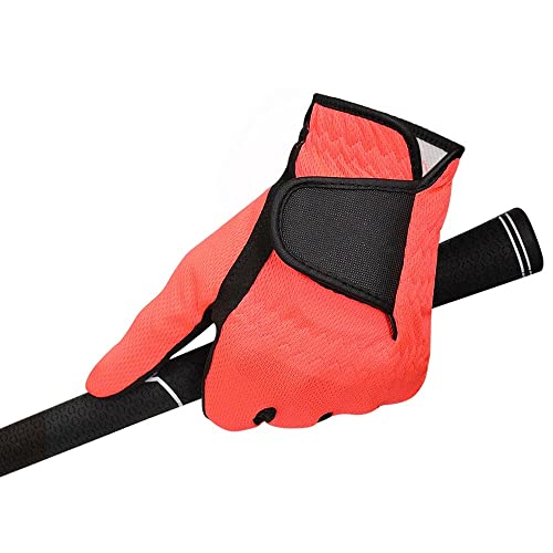 LAPooh Golf Glove Pack 1 Pcs Mens Golf Glove Left Hand 3D Mesh Non-Slip Micro Fiber Green Orange Purple Golf Gloves Men Golf Gloves (Color : 1 Pcs Left Hand P, Size : 26 X-Large)
