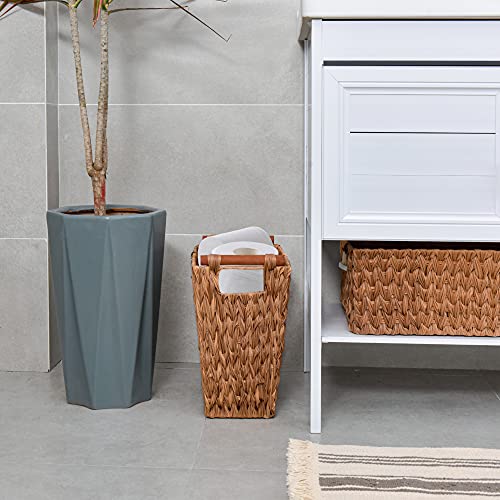 GRANNY SAYS Bundle of 2-Pack Woven Wastebasket for Organizing & 2-Pack Woven Storage Baskets for Bathroom