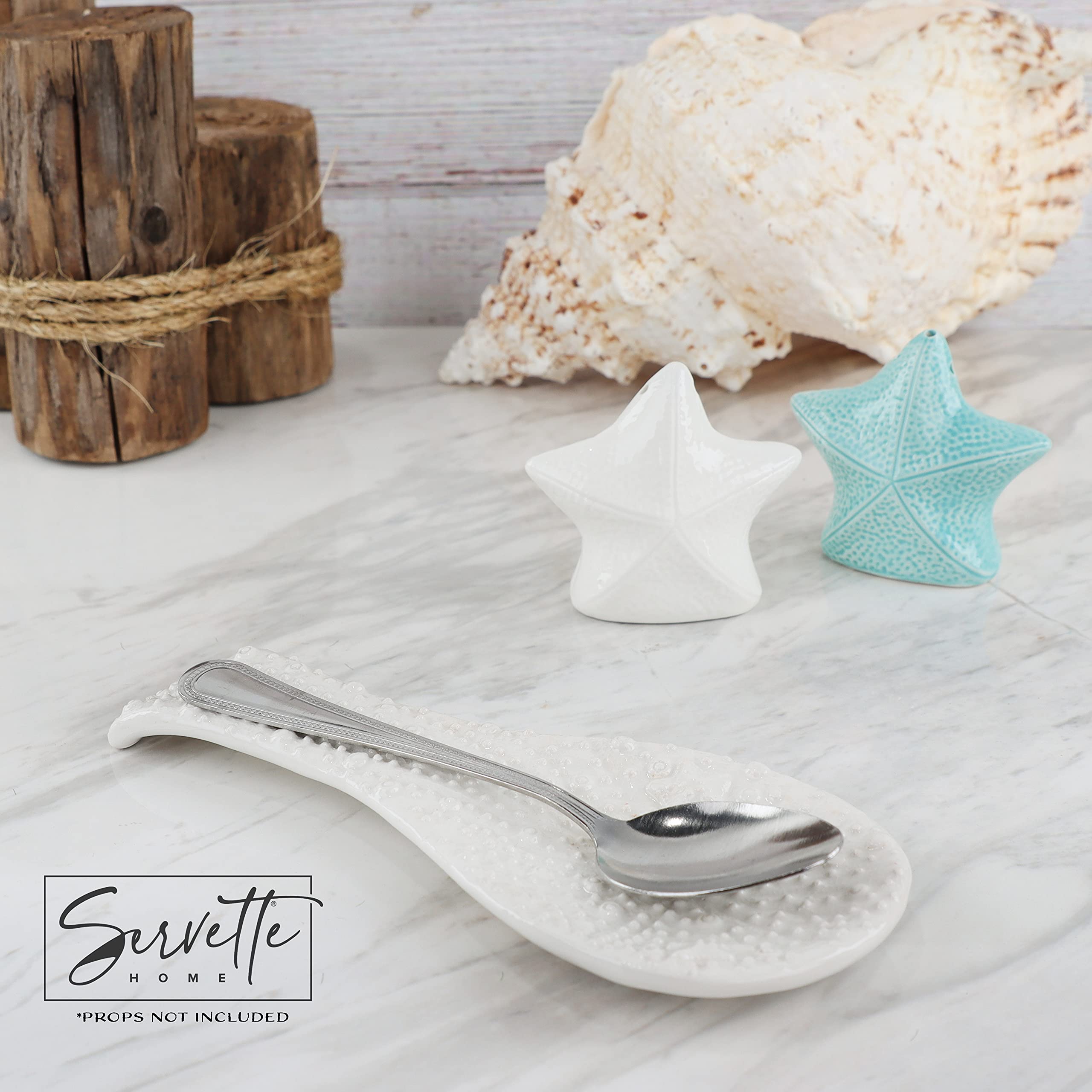 Ceramic Beach Themed Spoon Rest for Kitchen - Sea Scene