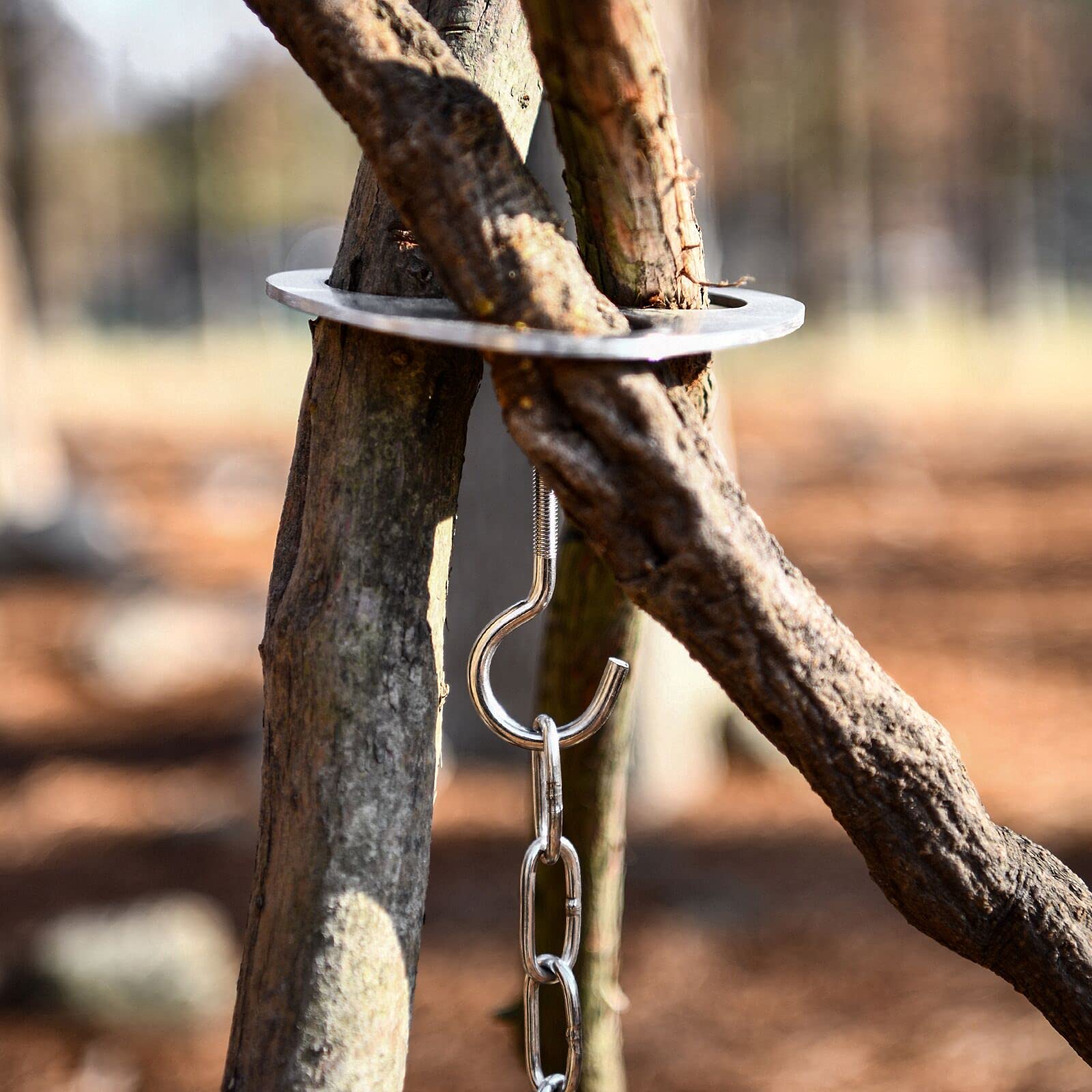 Camping Tripod Board - Turn Branches into Campfire Tripod, Stainless Steel Campfire Support Plate with Adjustable Chain for Hanging Cookware - Perfect Accessories for Outdoor Cooking