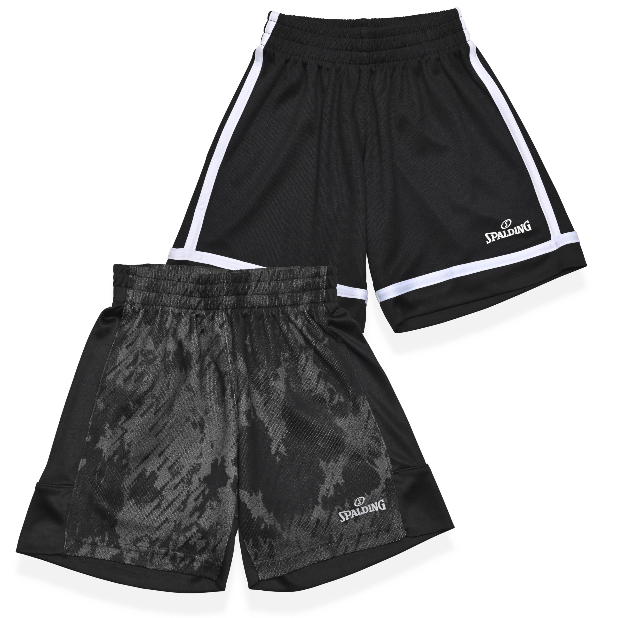 Spalding Boys 2 Pack Performance Basketball Shorts, Black/Black, 7