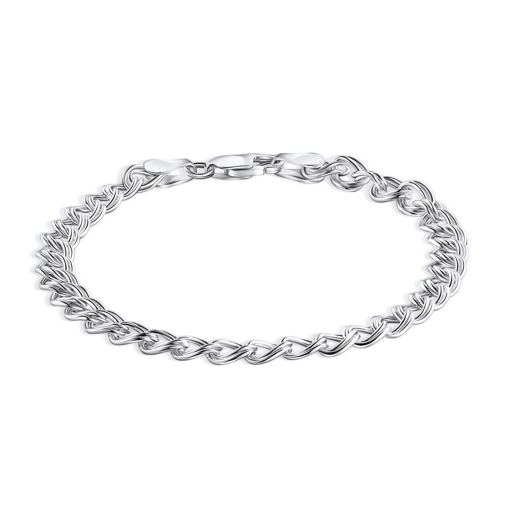 PORI JEWELERS 925 Sterling Silver Italian Charm Link Chain Bracelet for Men and Women - Size 7.5