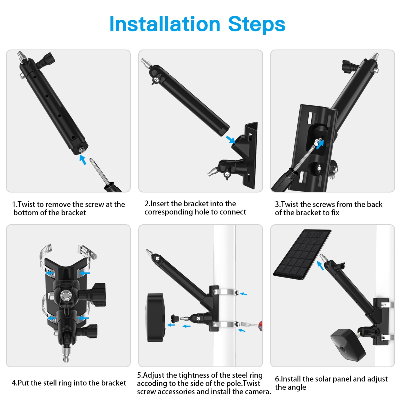 Koroao 2-in-1 Universal Pole Mount for Camera & Solar Panel Compatible with Blink Outdoor4/XT/XT2 Camera