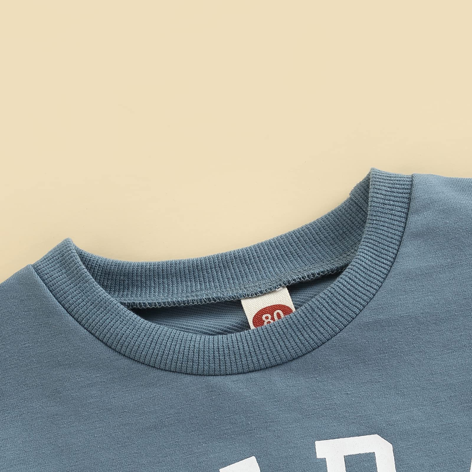Doisbetthsay Toddler Baby Boys Fall Winter Clothes Letter Crewneck Sweatshirt Pullover Top Long Pant Jogger Outfits Long Sleeve 2Pcs (BUBS Blue,6-12 Months)