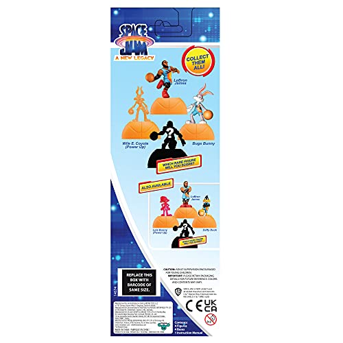 Moose Toys Space Jam: A New Legacy - 4 Pack - 2'' Lebron, Bugs Bunny, Wile E. Coyote, & 1 Mystery Figure - Bench, Multicolor, 14574
