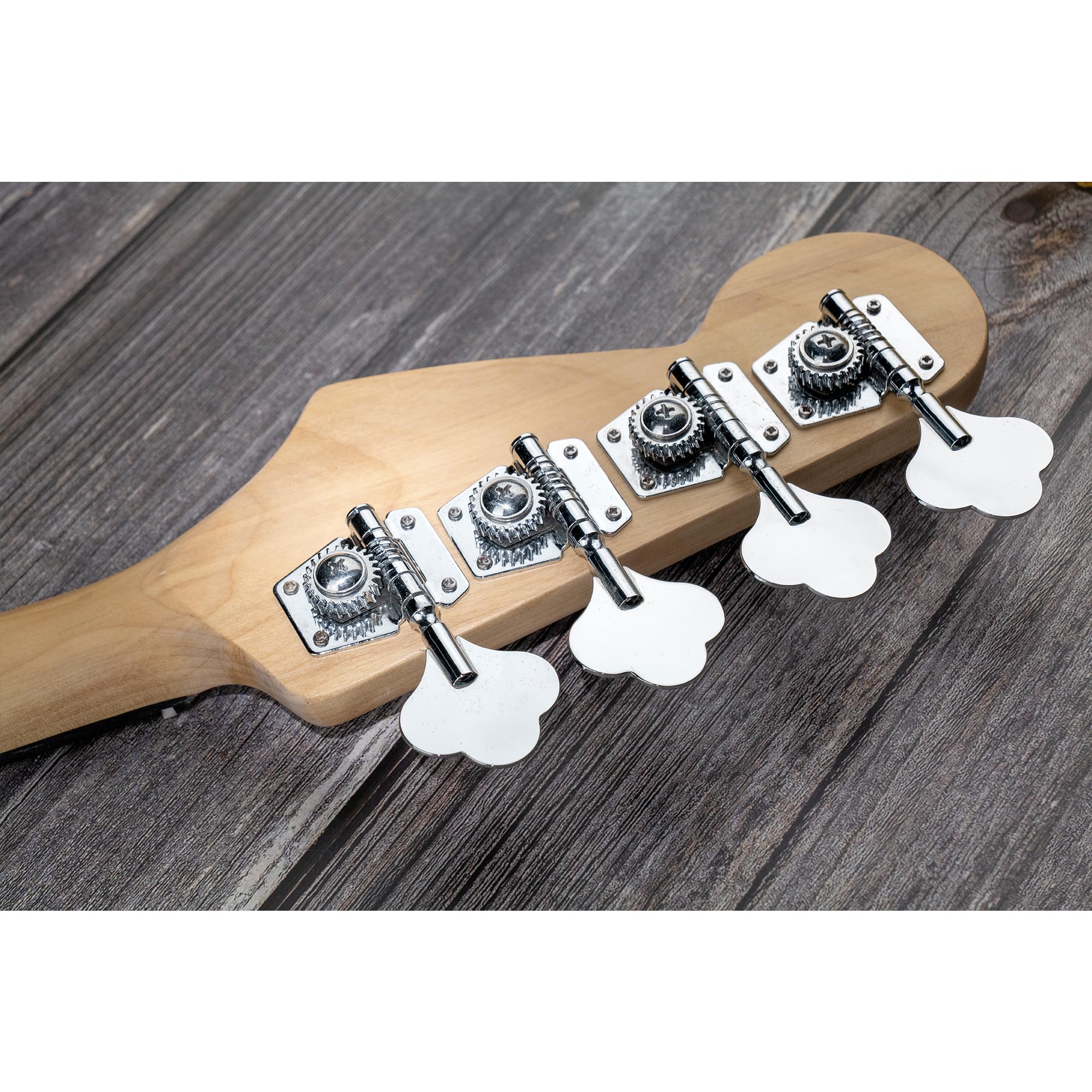 Musiclily 4-in-line 4R Vintage Open Gear Bass Tuners Machine Head Tuning Keys Pegs Set Right Hand for Jazz Precision P Bass Replacement, Chrome