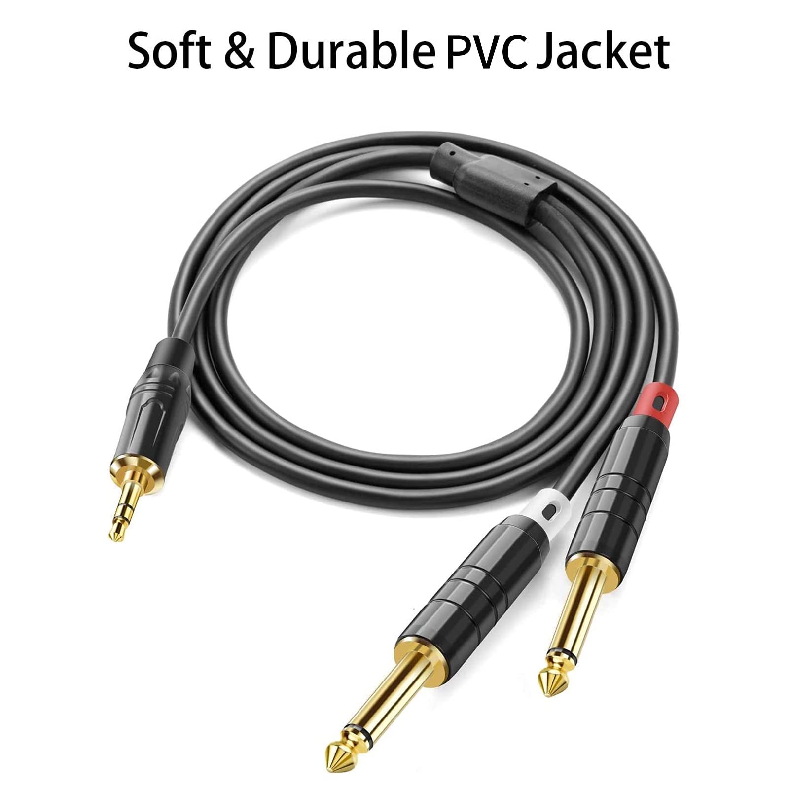 CableCreation 3 FT 3.5mm 1/8" TRS to 2 x 6.35mm 1/4" TS Mono Y Cable Splitter Cable Compatible with iPhone, iPod,Laptop,CD Players,Power Amplifier,Mixer, Home Stereo Systems,1 Meter/Black
