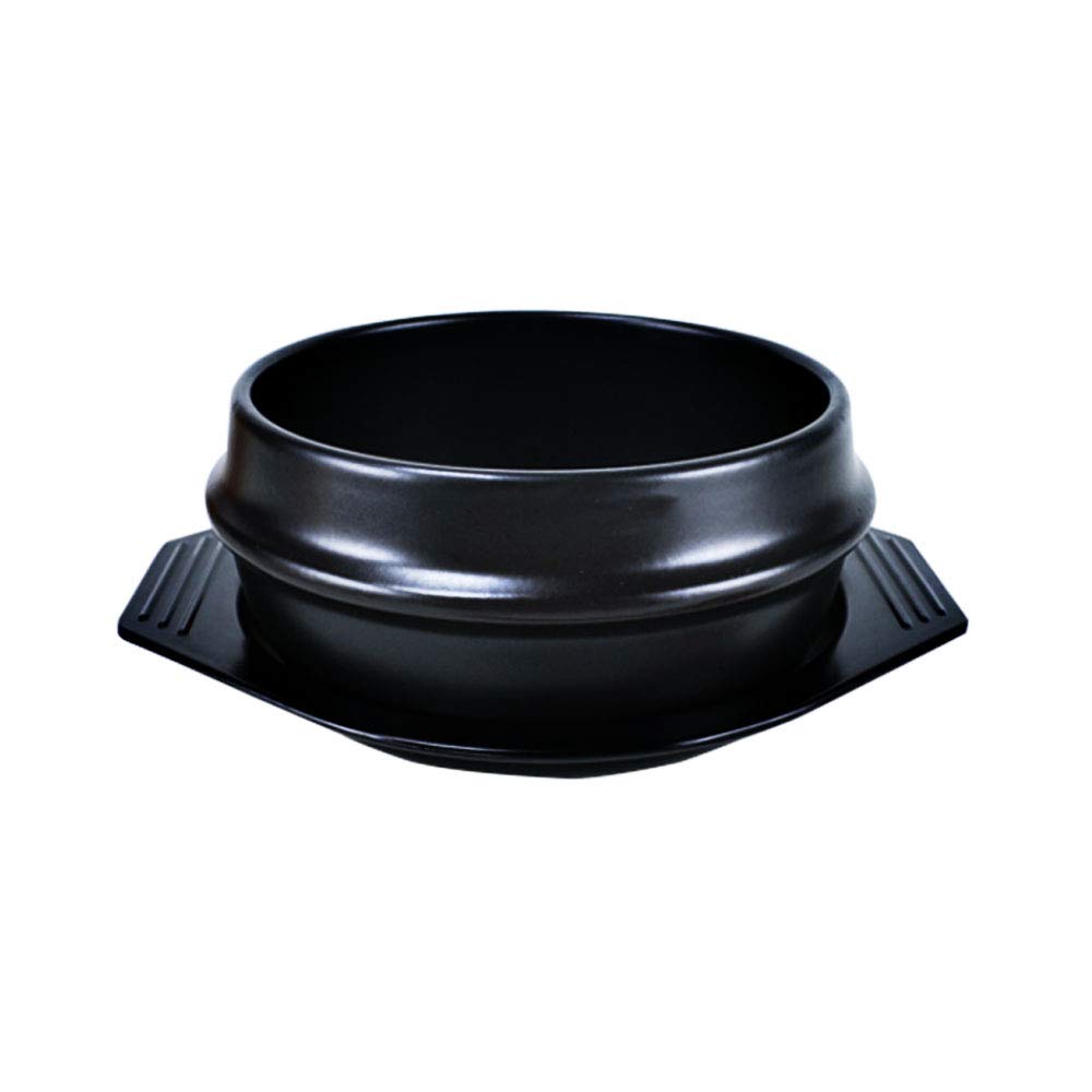 Korean Cooking Korean Stone Bowl By Whitenesser, Stone Pot Sizzling Hot Pot for Bibimbap and Soup (Small, No Lid) - Premium Ceramic with Melamine Tray (28 Oz)