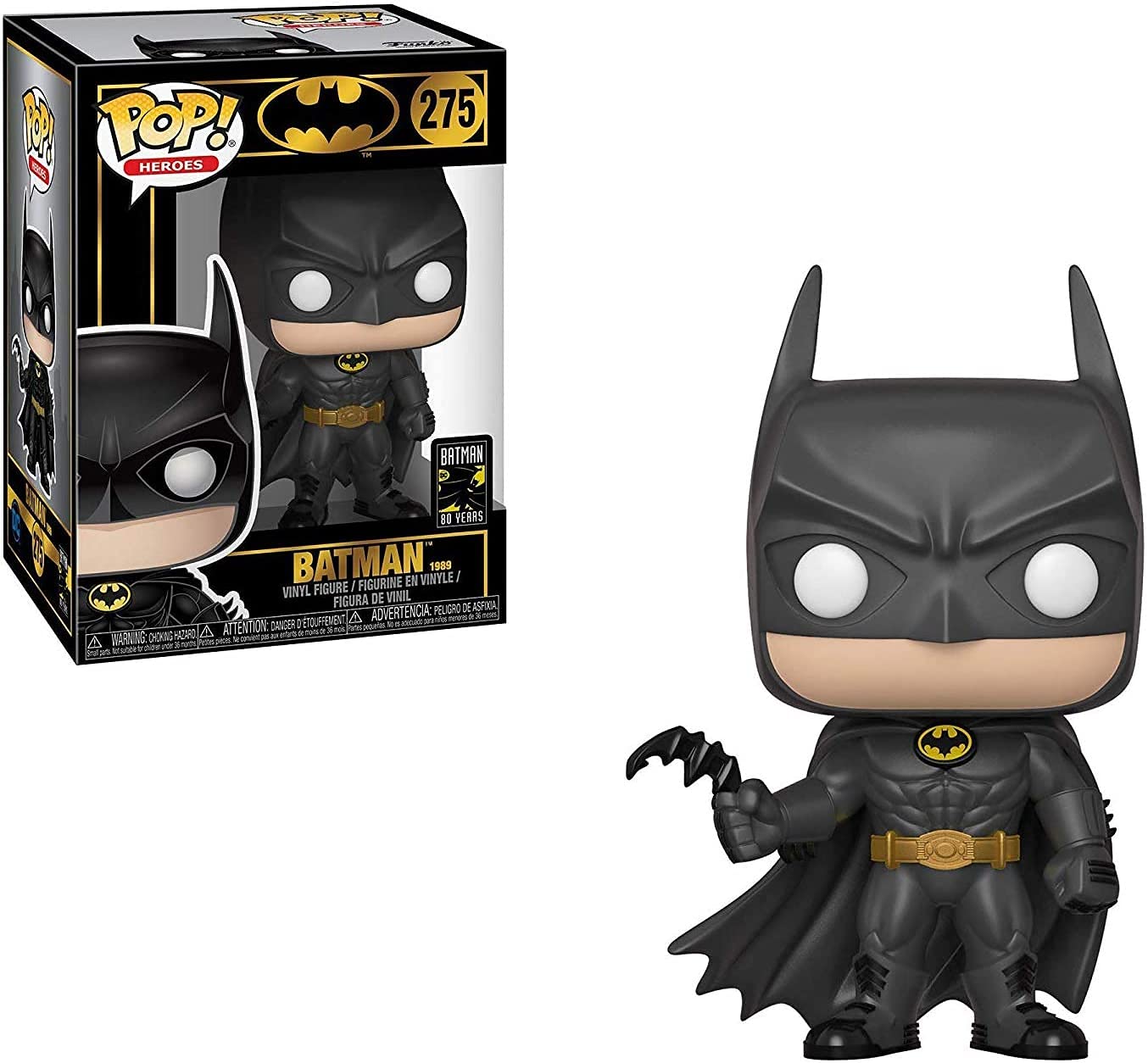 POP DC Heroes: Batman 80th - Batman (1989) Funko Vinyl Figure (Bundled with Compatible Box Protector Case), Multicolor, 3.75 inches