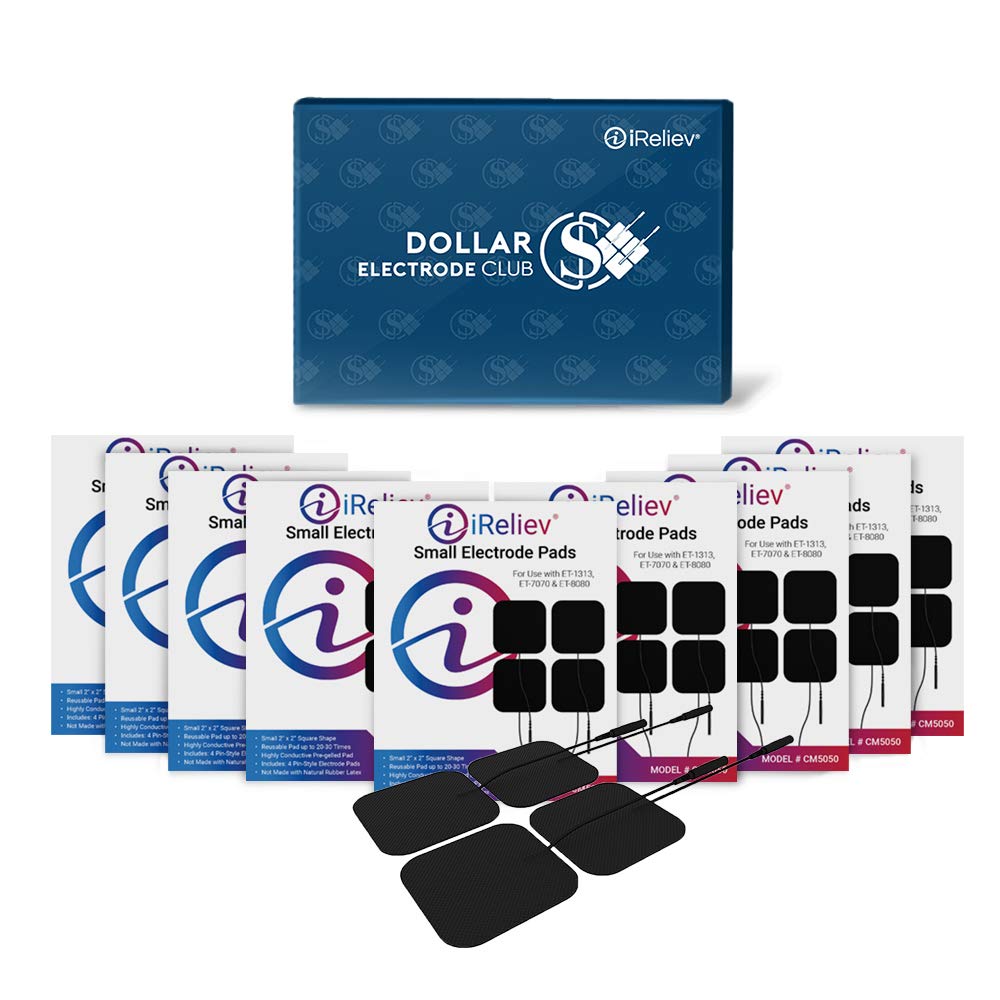 iReliev Electrode Value Pack TENS & EMS Pads (40) 2" X 2" Re-Usable, Premium Super Tack Gel